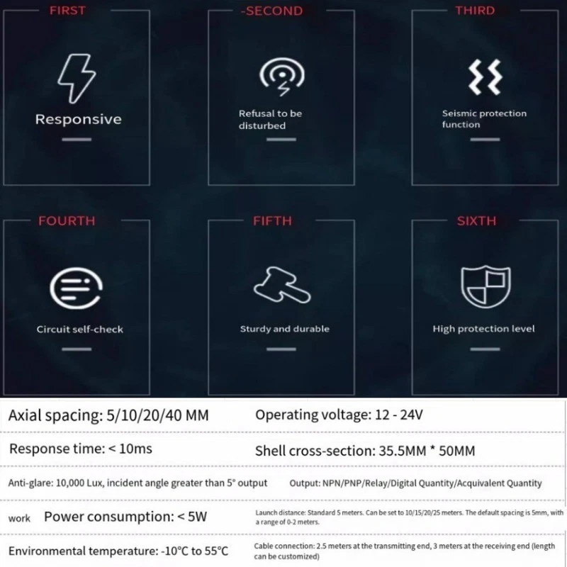 DC24V THK40 Safety Grating Punch Hand Protection Red Safety Light ...