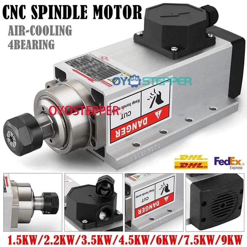 Flange Spindle Motor Air-cooled 1.5kw2.2kw3.5kw4.5kw67.5KW CNC ...